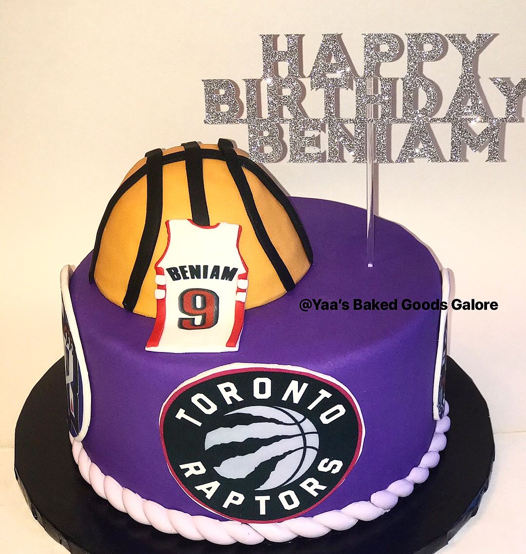 9″ Custom Raptors birthday cake – Yaa's Baked Goods Galore