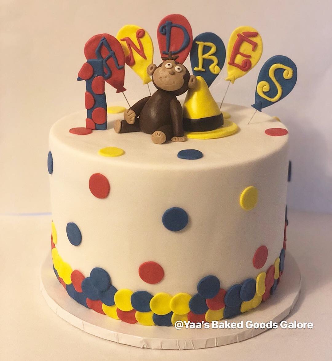 10″ Curious George themed custom cake – Yaa's Baked Goods Galore