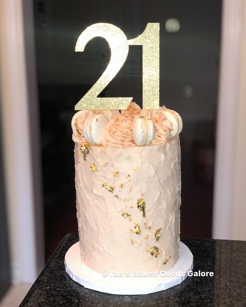 6″ Vanilla textured buttercream birthday cake with macarons, icing ...