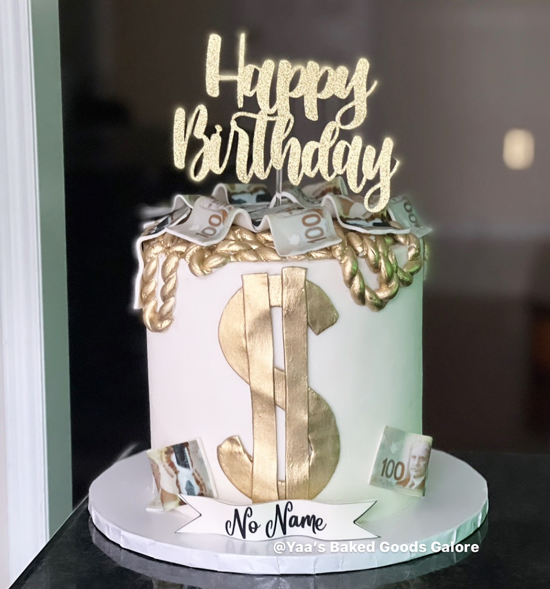 8” Vanilla and Red velvet money theme birthday cake – Yaa's Baked Goods ...