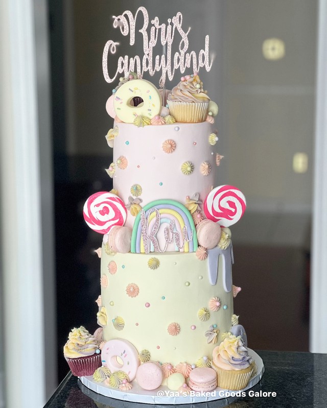 6” + 8” Vanilla and Red velvet 2 tier candyland theme birthday cake ...